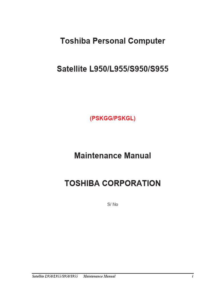 Toshiba Satellite - L950 - L955 | PDF | Microcontroller | Dvd