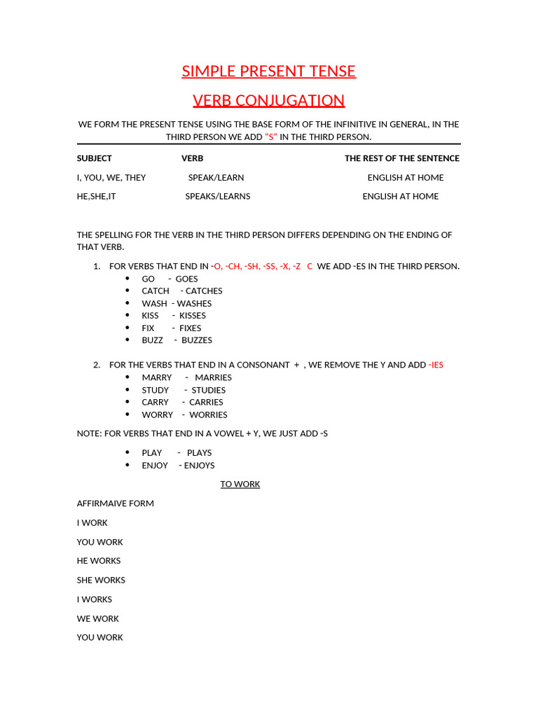 Simple Present Tense Theory | PDF
