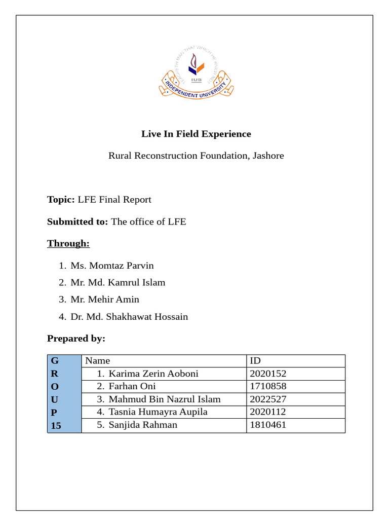 Lfe Finl Report 2 | PDF | Water | Agriculture