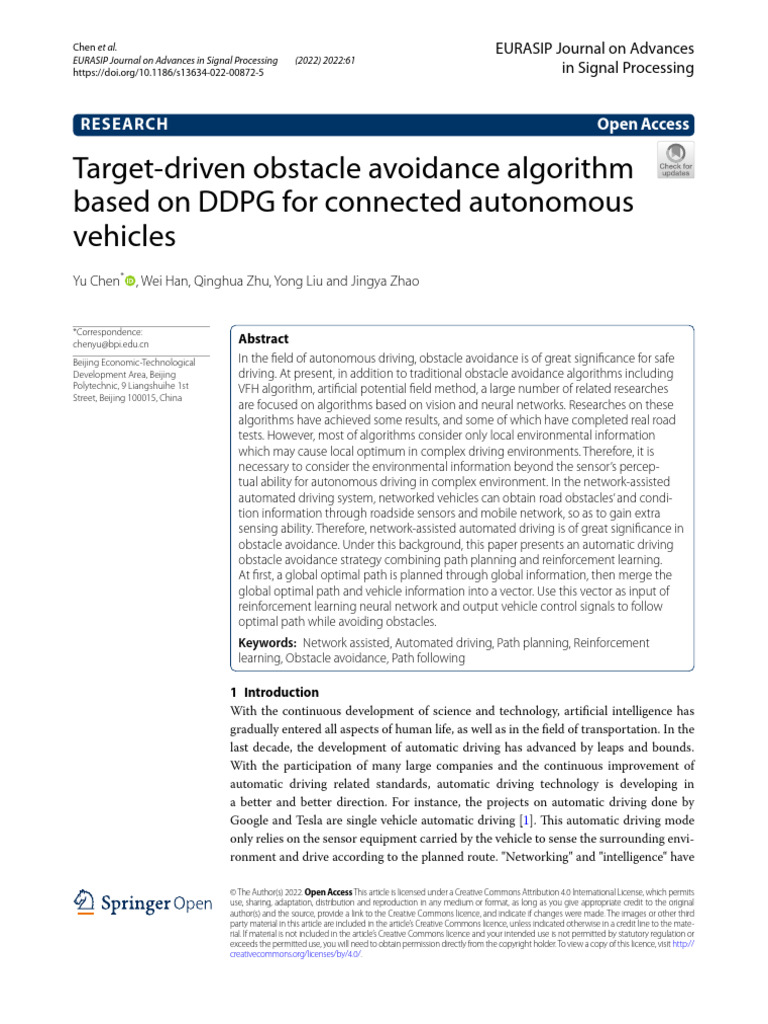 DDPG For Obstacle Avoidance | PDF | Artificial Neural Network | Applied Mathematics