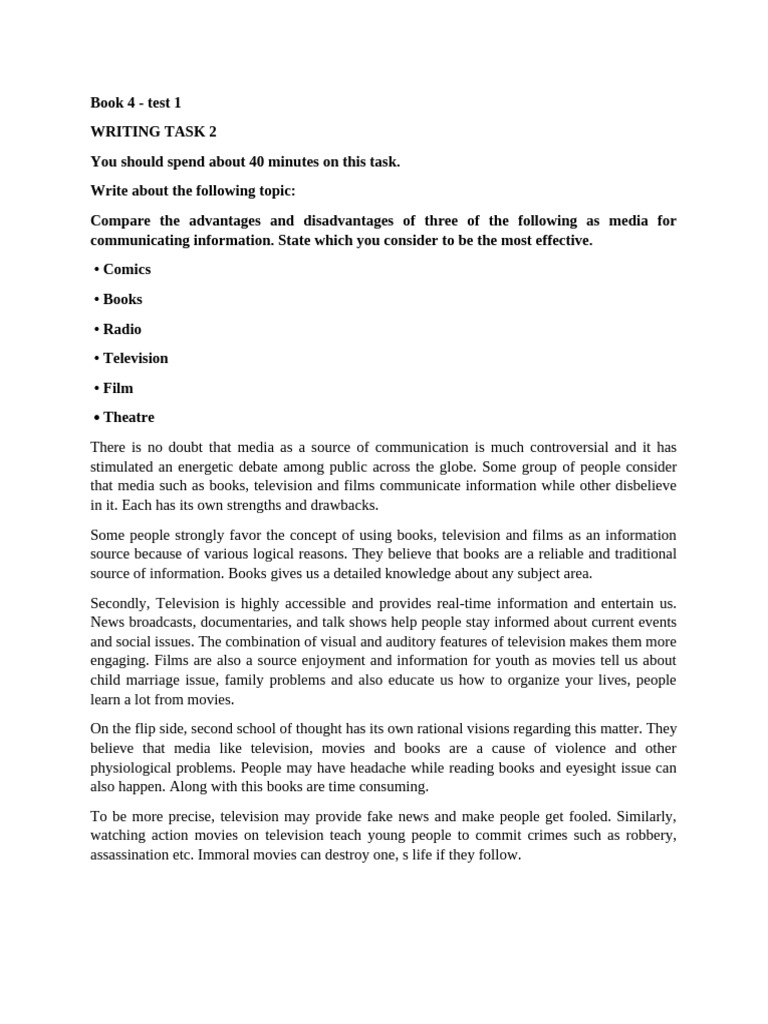 Book 4 test 1 writing | PDF