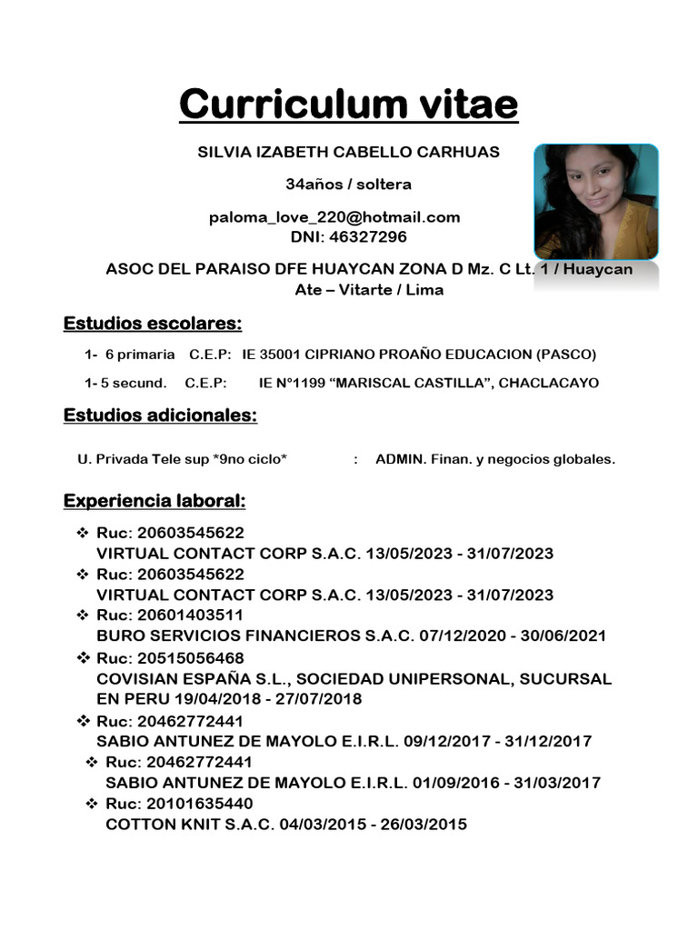 Curriculo Silvia | PDF