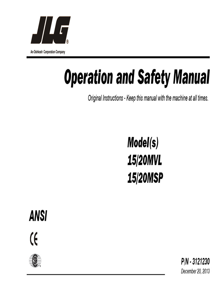 JLG MVL20 Operation Manual | PDF | Elevator | Safety