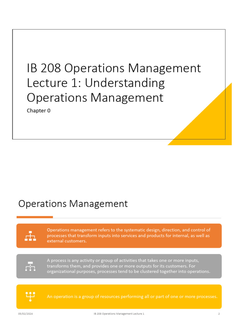 Operations Management Lecture 1 | PDF | Value Added | Prices