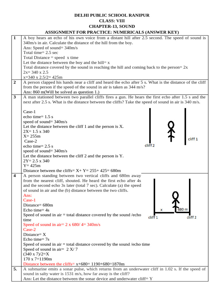 Sound Numerical Assignment Answer Key Meenu Singh | PDF | Frequency | Sound