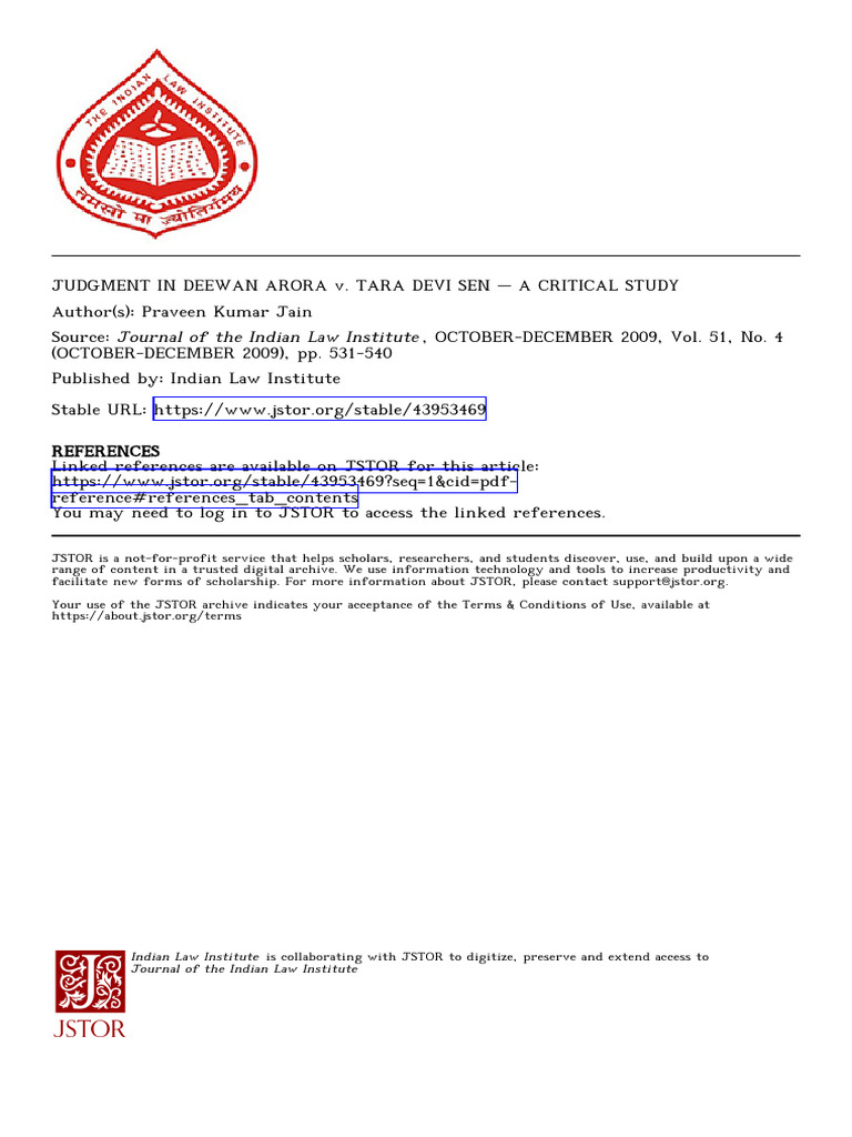 Deewan Arora v. Tara Sen | PDF | Lawsuit | Legal Remedy
