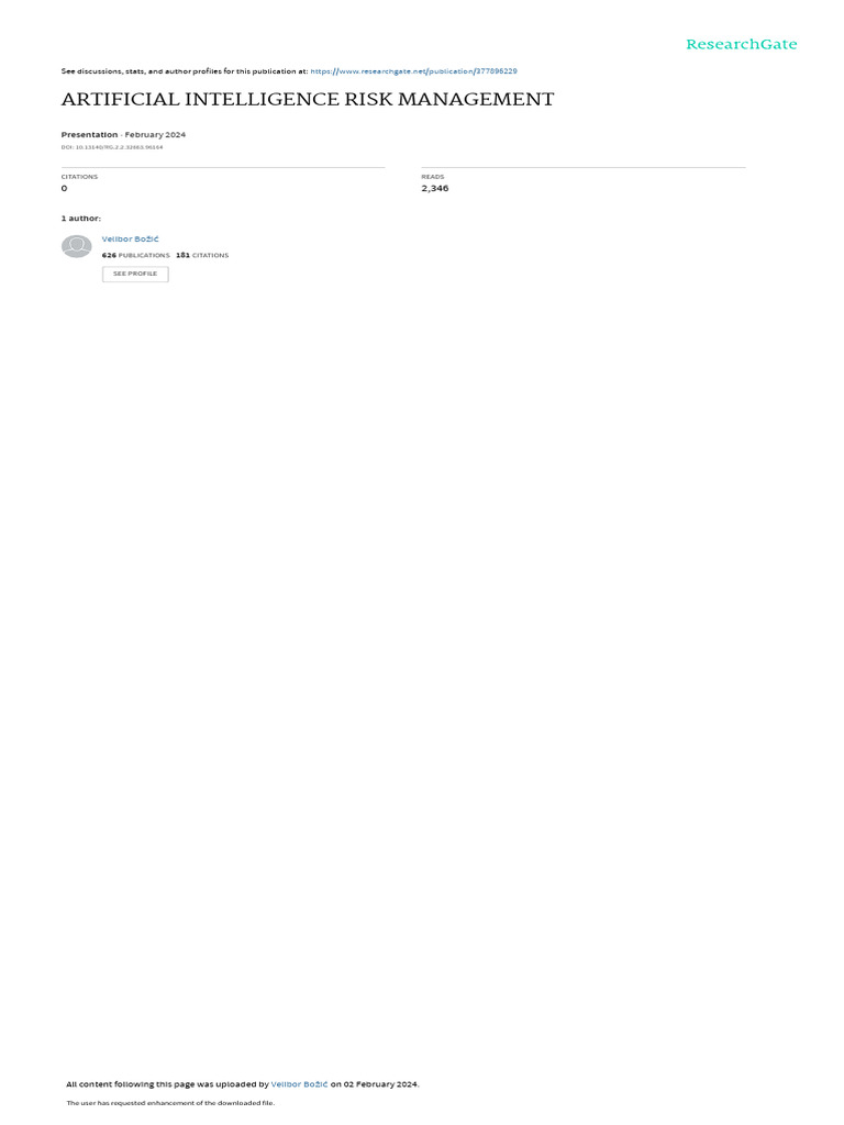 Artificial Intelligence Risk Management: February 2024 | PDF | Artificial Intelligence ...