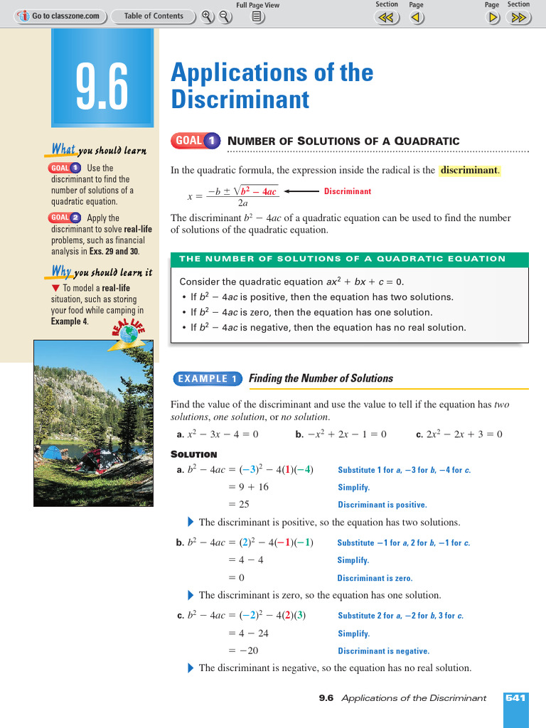 Applications of The Discriminant: You Should Learn | PDF | Quadratic ...