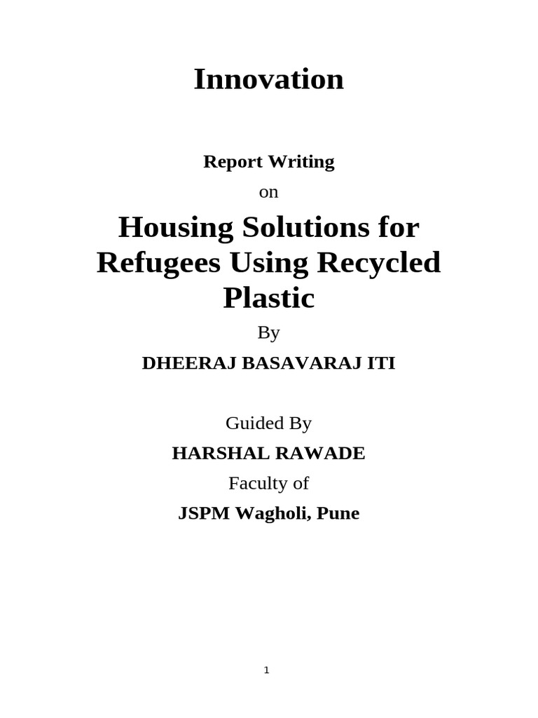 Innovation Report Writing (Vaishnavi Bhalgat) | PDF | Sustainability | Refugee