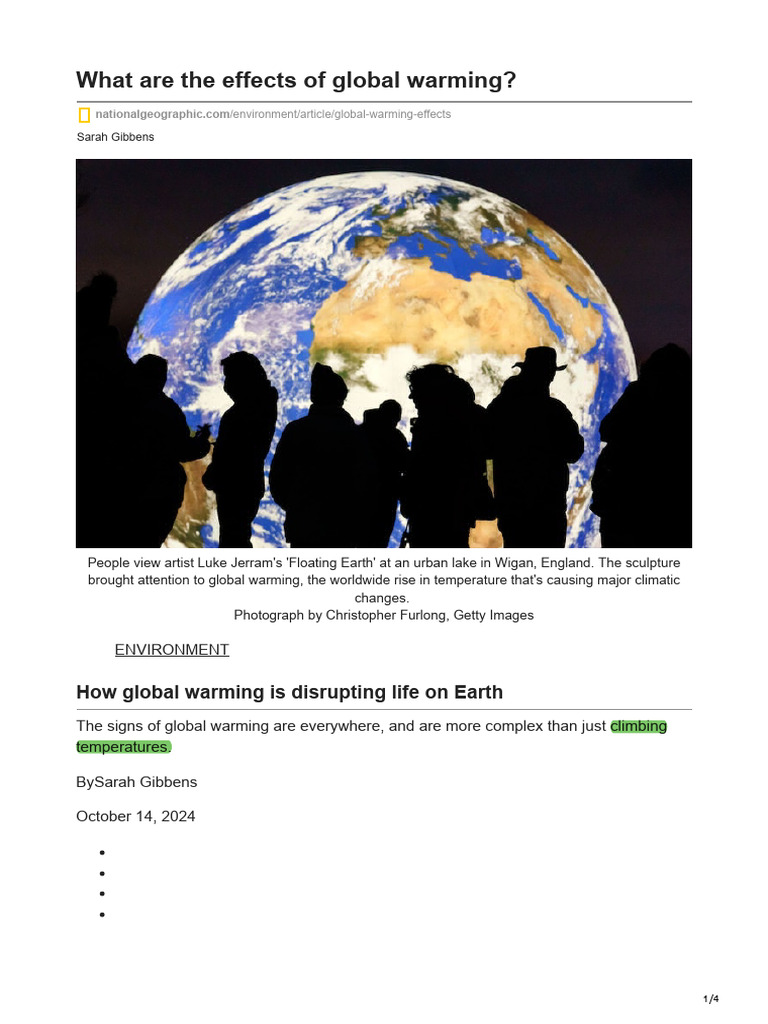 Effects of Global Warming Explained | PDF | Climate Change | Greenhouse Gas