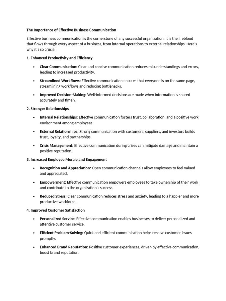 Importance of Effective Business Communication | PDF