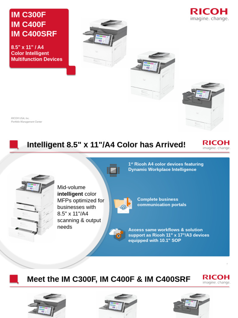 Ricoh IM C300F, IM C400F, IM C400SRF Customer Presentation-V1 | PDF ...