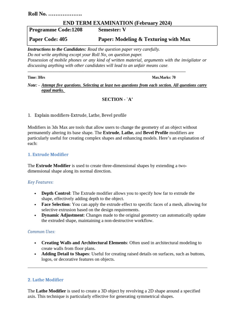 5th Exam | PDF | Texture Mapping | Rendering (Computer Graphics)