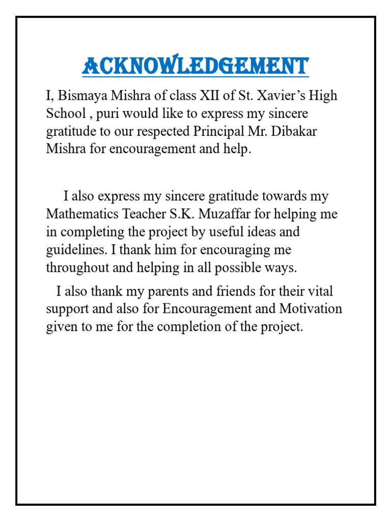 Acknowledgment for Project Support | PDF