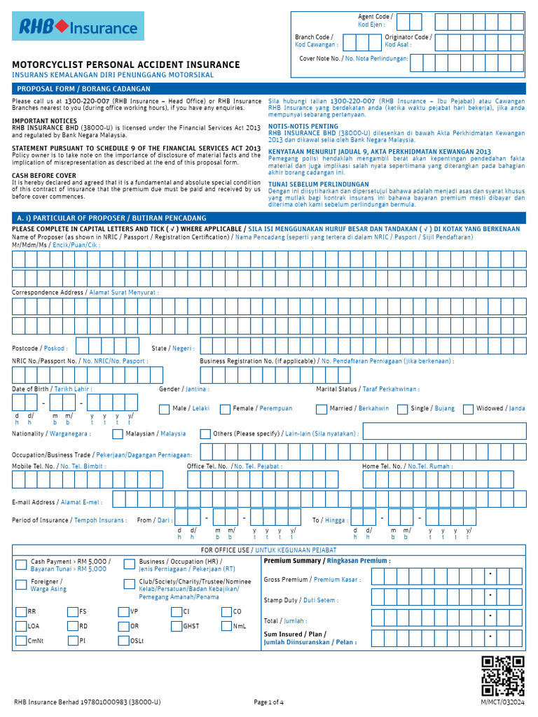 Motorcyclist PA Proposal Form | PDF