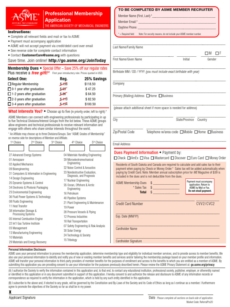 Professional Membership Application | PDF | Engineering | Credit Card