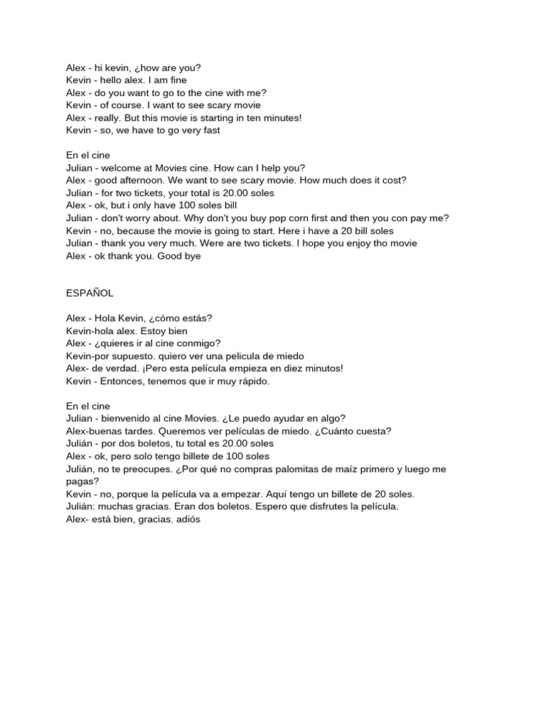 Conversación sobre ir al cine | PDF