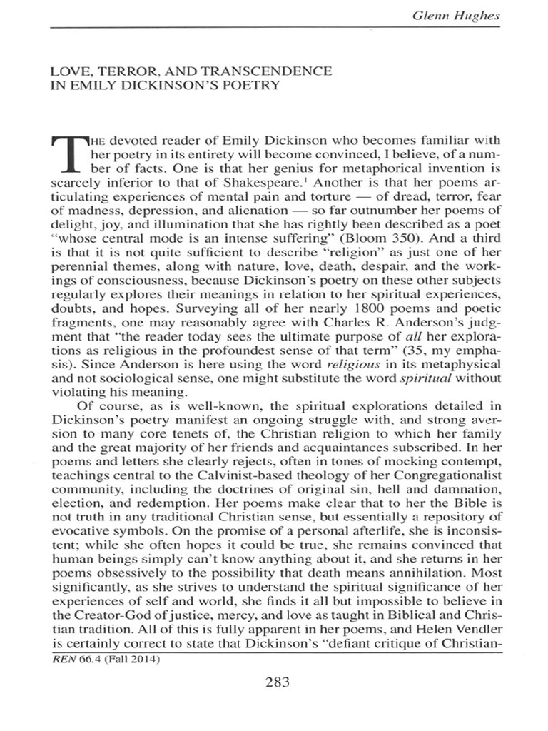 Emily Dickinson Transcendentalism | PDF