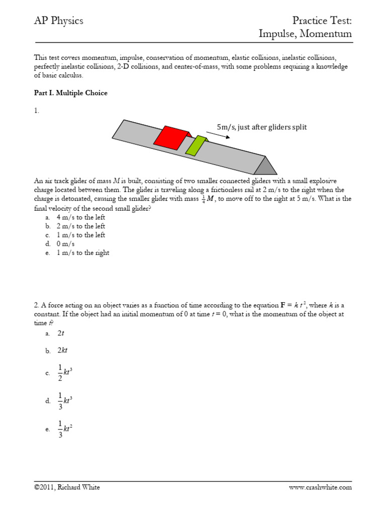 practice_test-5-momentum | PDF | Momentum | Collision