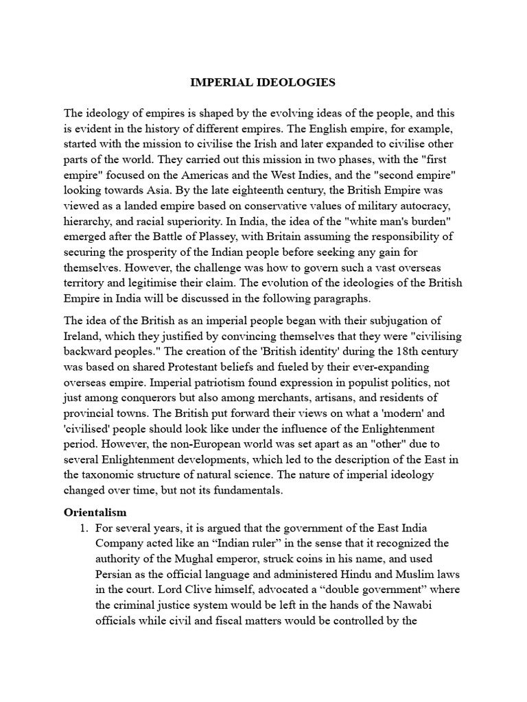 Imperial Ideologies | PDF | British Raj | British Empire