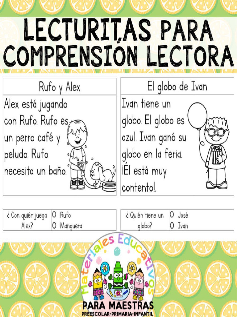 Lecturitas de Niños para Comprensión Lectora Por Materiales Educativos ...