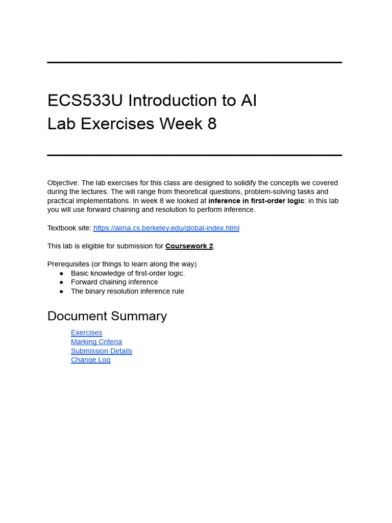 ECS533U Week 8 Lab Exercises | PDF | First Order Logic | Theorem