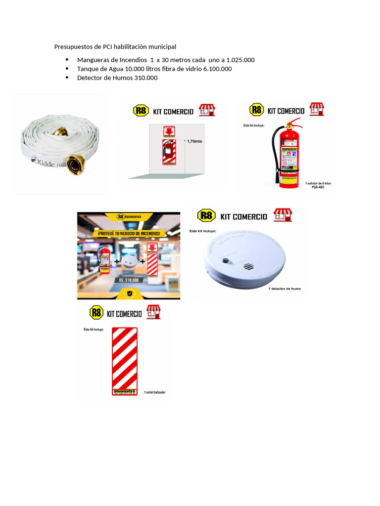 Presupuestos de PCI Habilitación Municipal | PDF