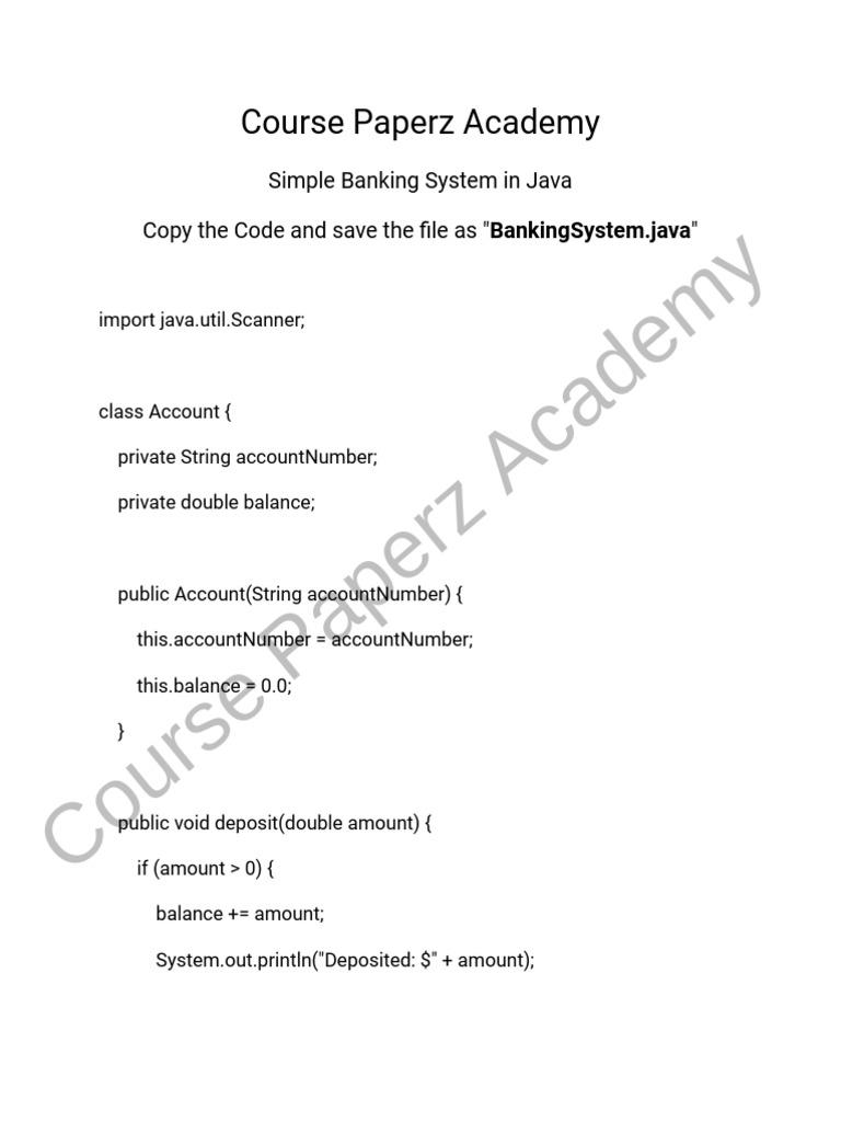Simple Banking System in Java | PDF | Computer Programming | Computing