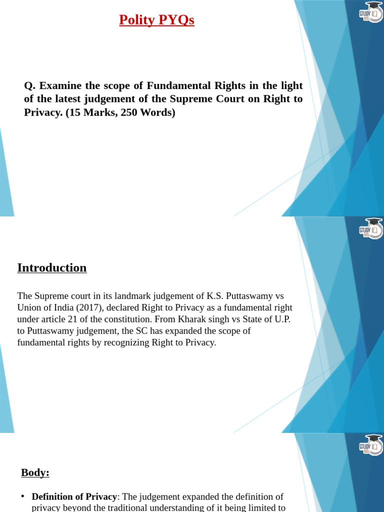 Polity PYQ Series 16.07.24 | PDF | Privacy | Constitution