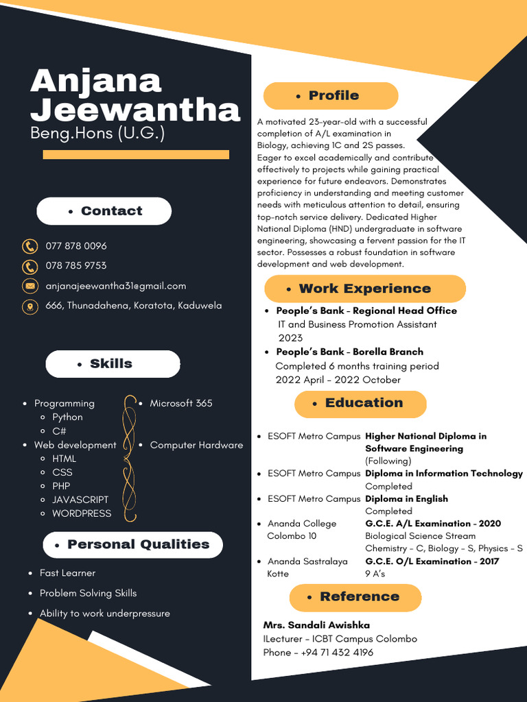 Orange Black and White Corporate Graphic Designer Resume A4 - 2 | PDF | Computing