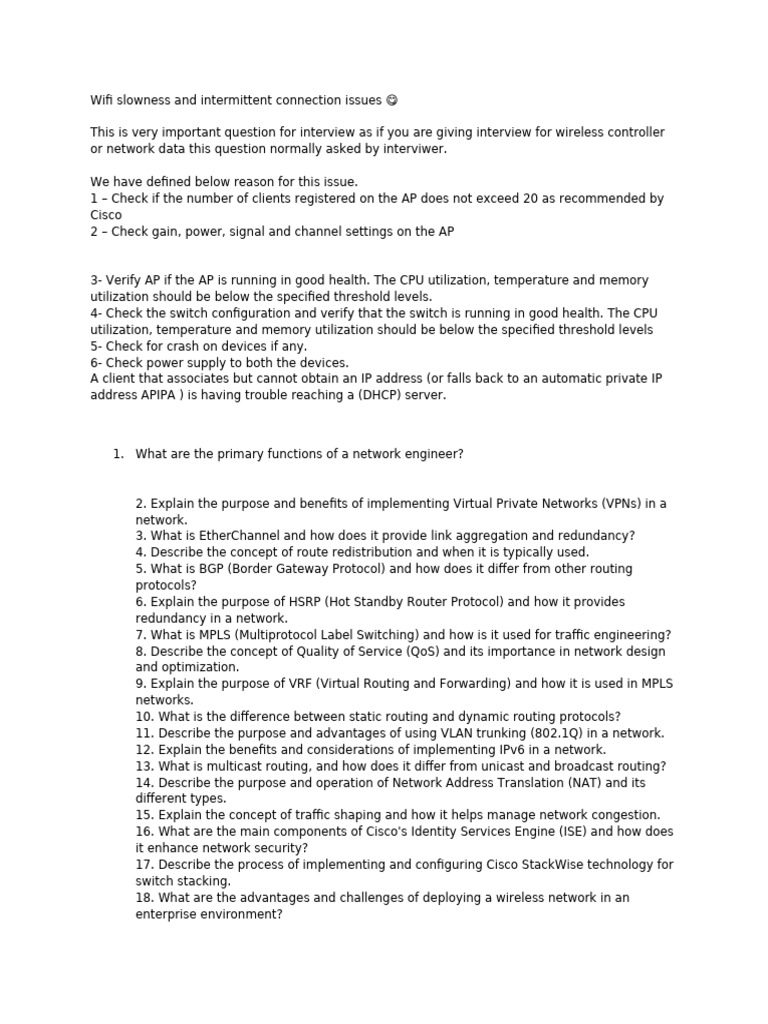 Wifi Slowness and Intermittent Connection Issues ? | PDF | Computer ...