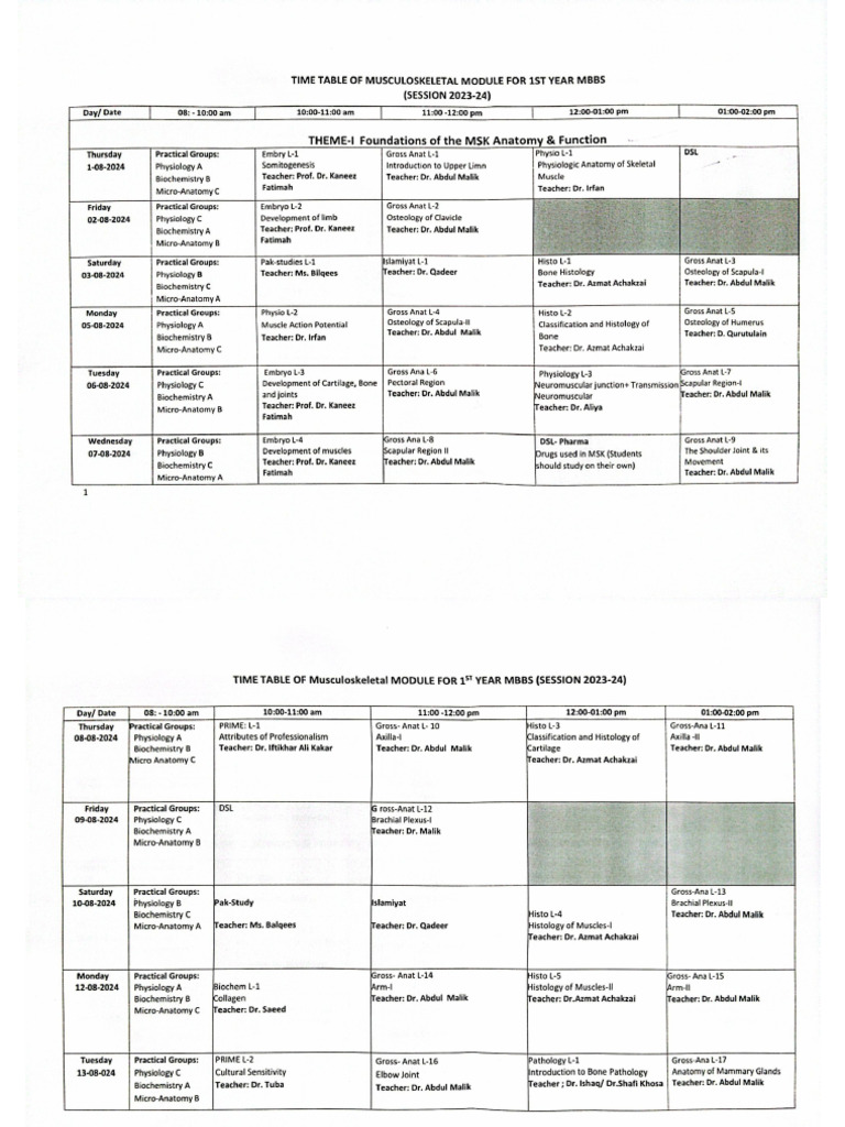 Time-Table-Musculoskeletal-Module-for-1st-Year-MBBS-Session-2023-24 (1 ...