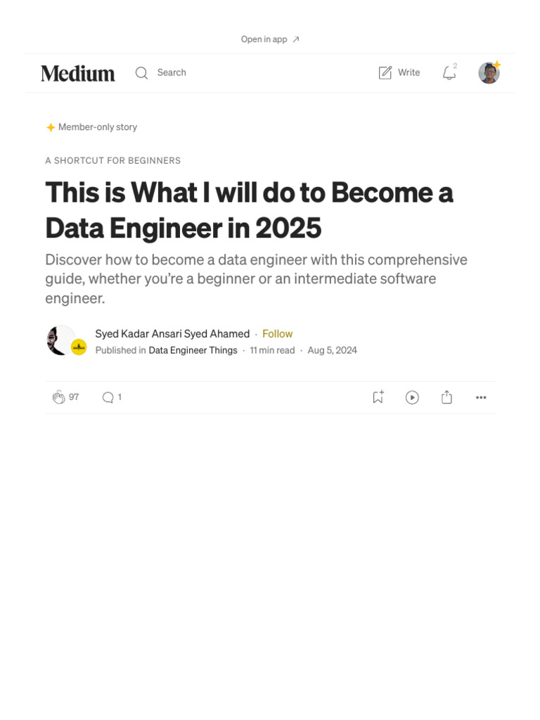 This Is What I Will Do To Become A Data Engineer in 2025 - by Syed ...