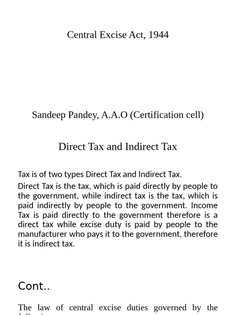 Central Excise Act | PDF | Taxes | Excise
