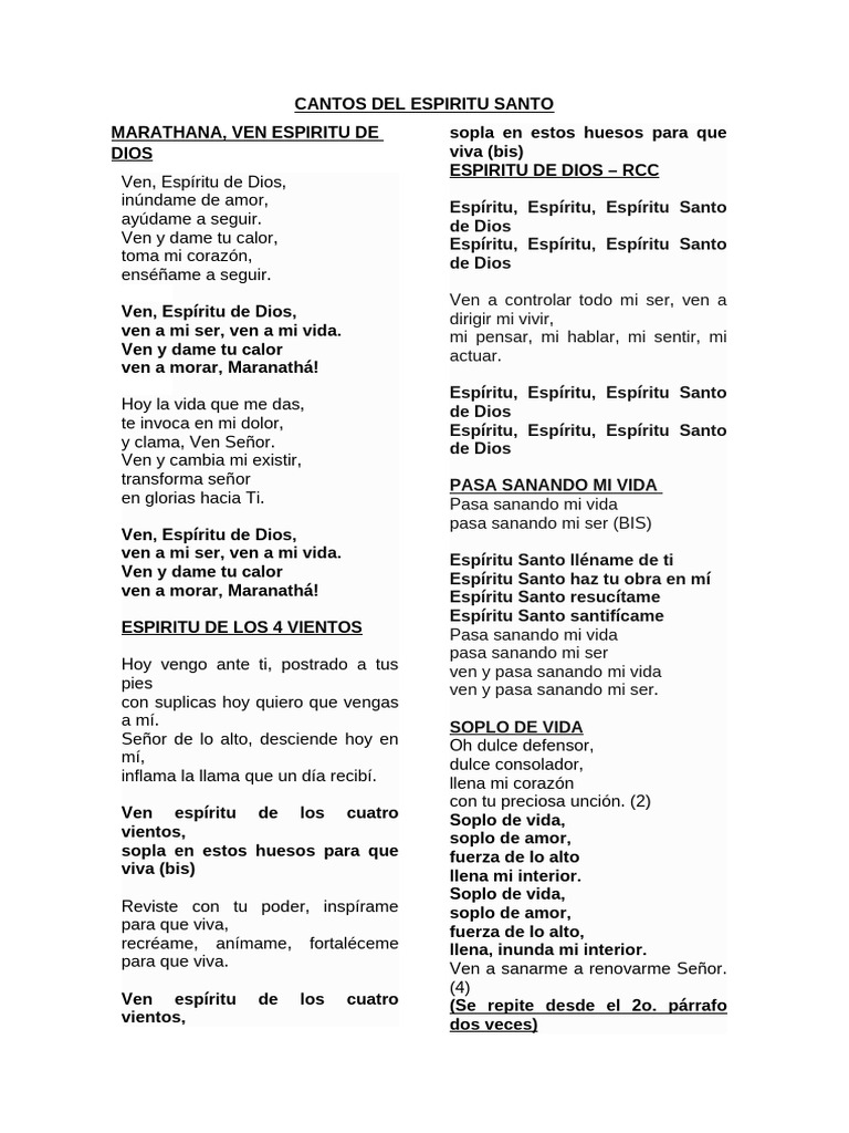 Cantos Del Espiritu Santo | PDF