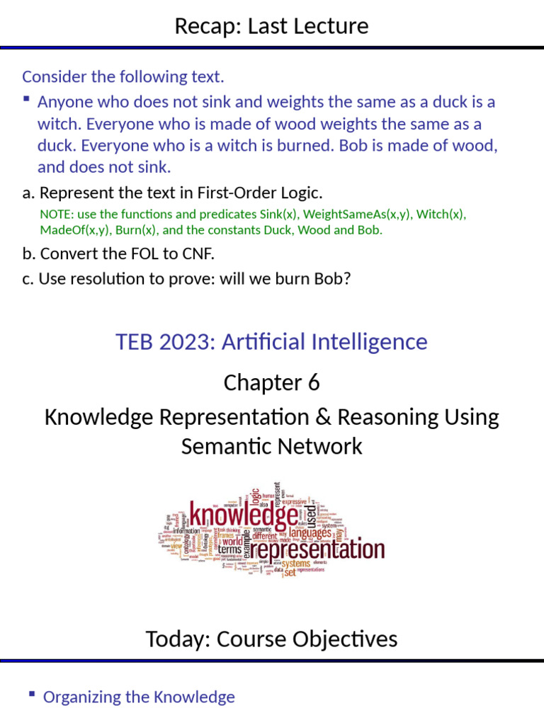 Lecture 6 - Knowledge Representation 2 | PDF | Knowledge Representation And Reasoning ...