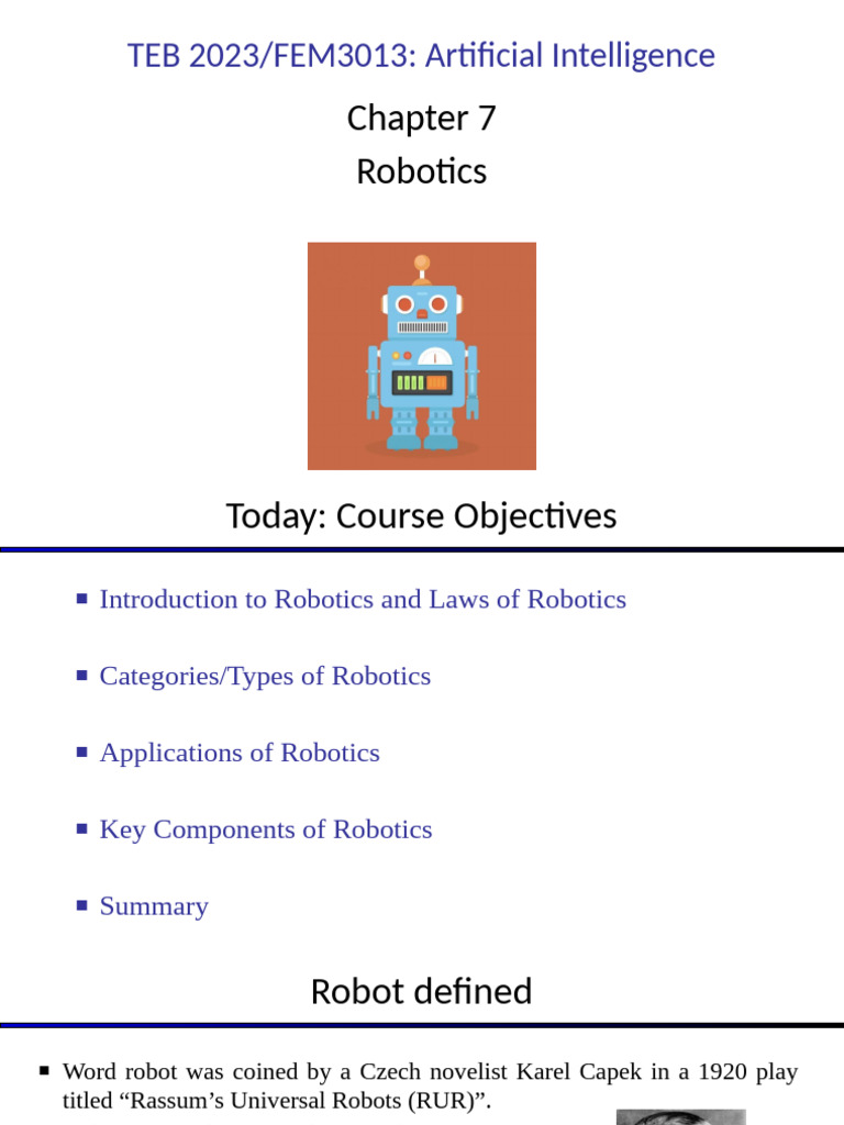 Lecture 7 -- Robotics 2 | PDF | Robot | Robotics Lecture 7 -- Robotics 2 | PDF | Robot | Robotics