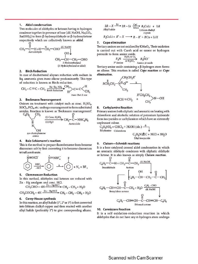 Important Name Reaction | PDF