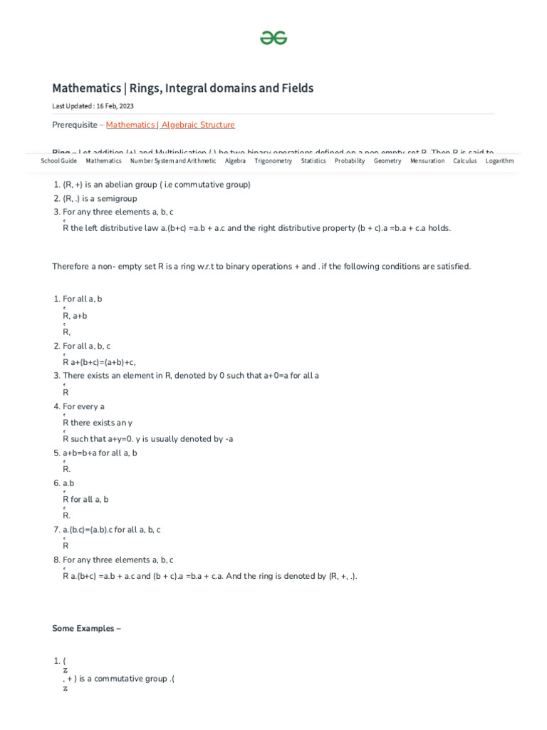 Rings, Integral Domains, and Fields Explained | PDF | Integral | Ring ...