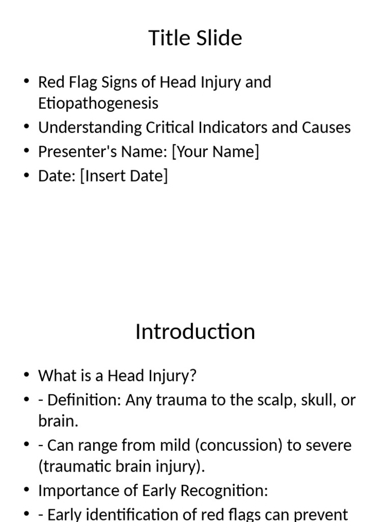 Red Flag Head Injury Presentation | PDF