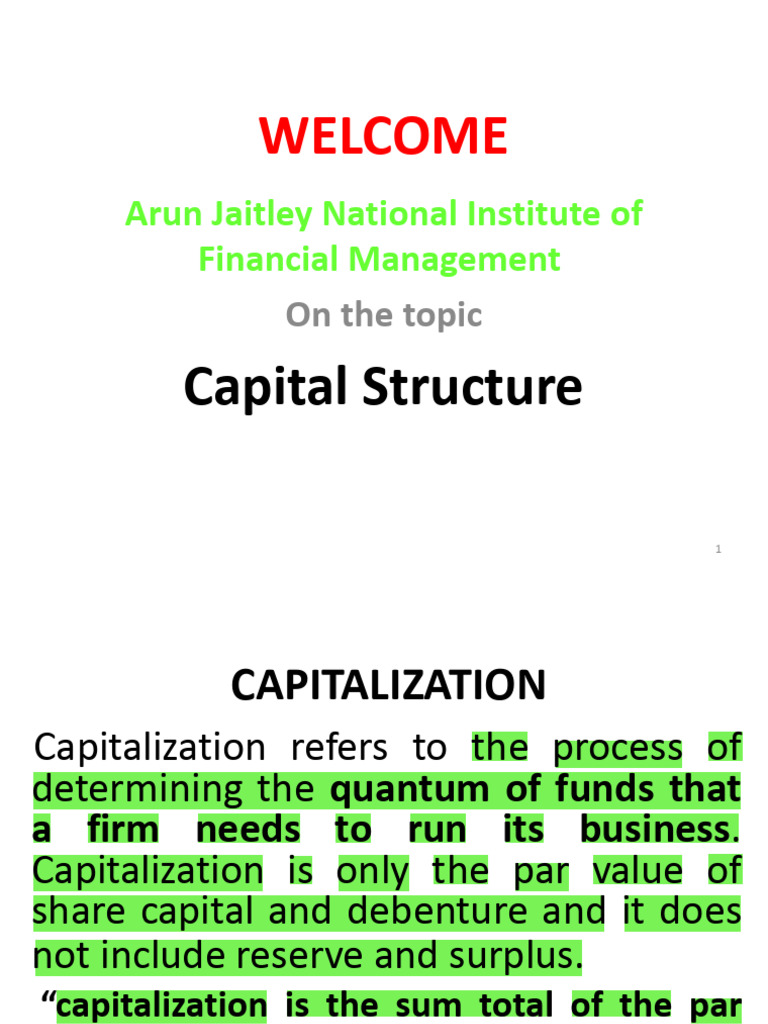 Capitalization and Capital Requirement | PDF | Capital Structure | Cost Of Capital