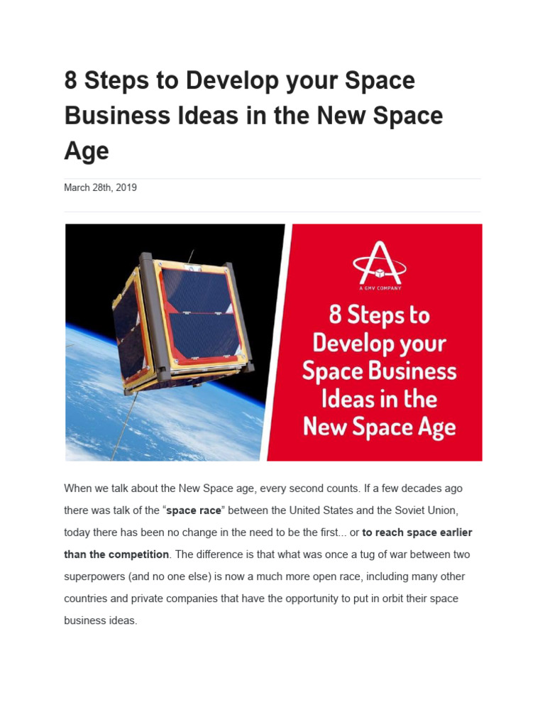 8 Steps To Develop Your Space Business Ideas in The New Space Age | PDF ...