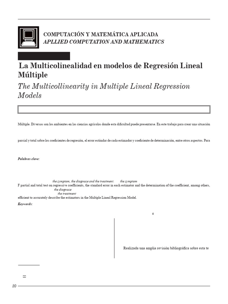 Multicolinealidad | PDF | Regresión lineal | Análisis de regresión