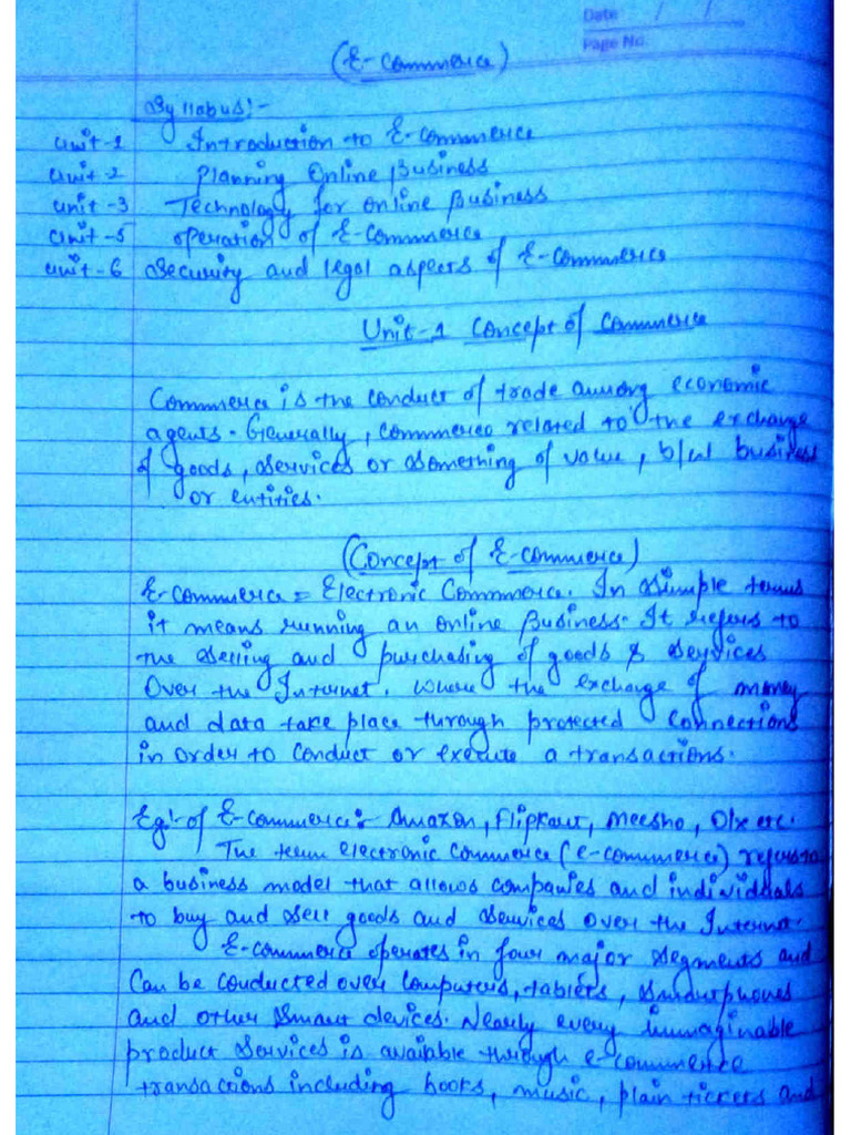 Handwritten (E-COMMERCE) Notes | PDF