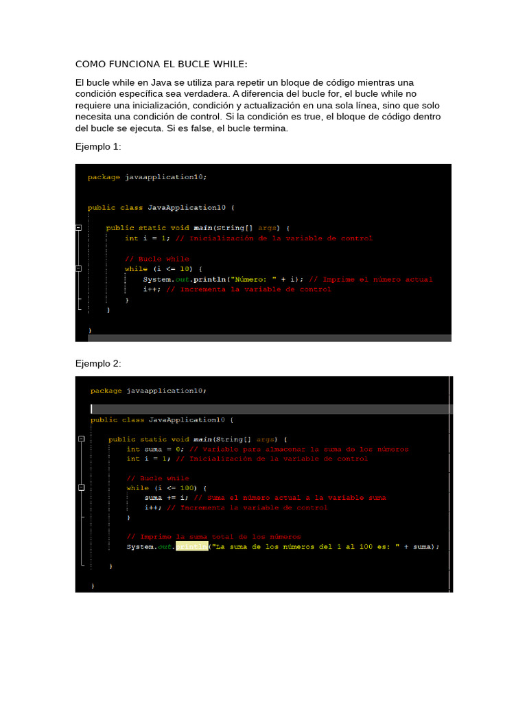 Como Funciona El Bucle While | PDF