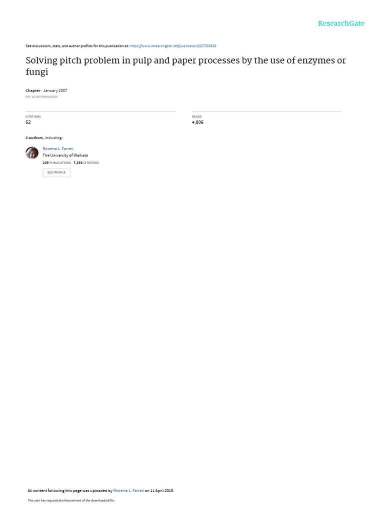 Solving Pitch Problem in Pulp and Paper Processes | PDF | Wood | Pulp ...
