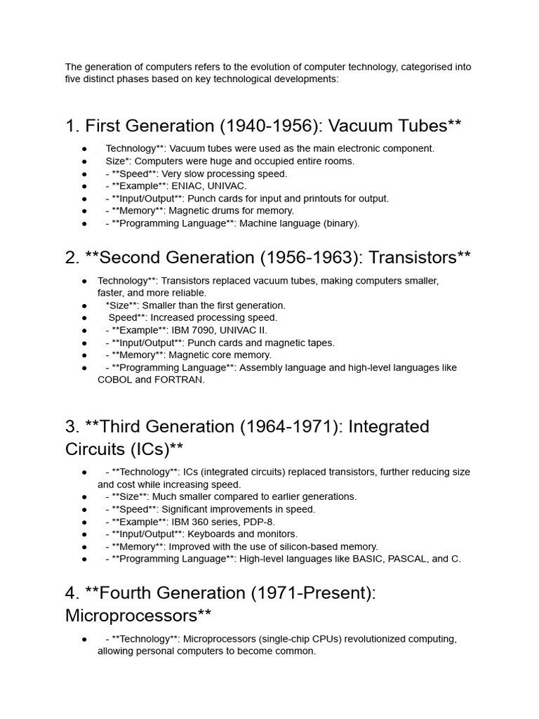 The generation of computer | PDF | Personal Computers | Computer Memory