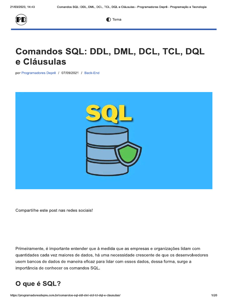 COMANDOS DDL,DTL, DML DQL | PDF