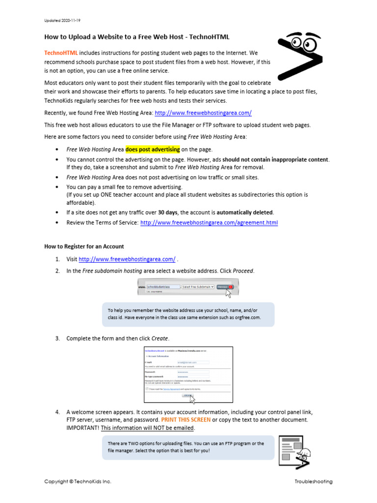 Free Web Host Instructions Technohtml | PDF | File Transfer Protocol | World Wide Web
