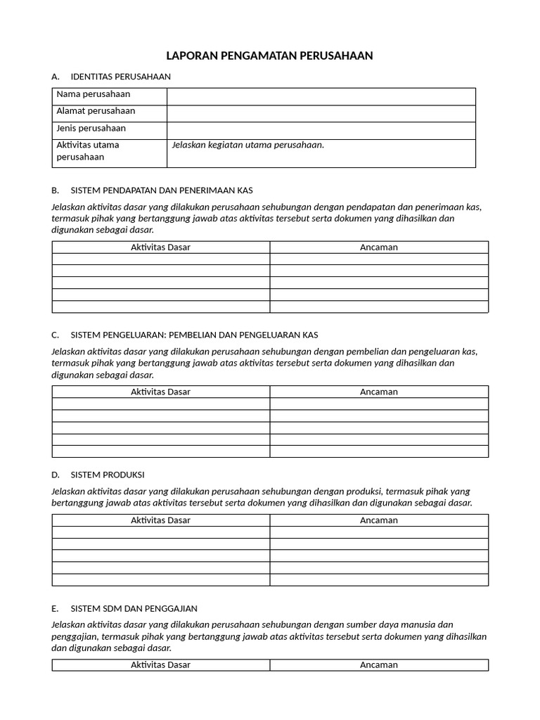 Laporan Pengamatan Perusahaan | PDF
